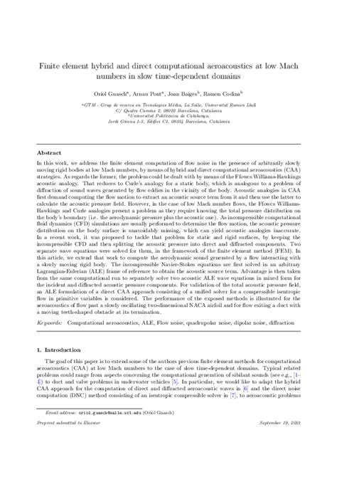 pdf finite element hybrid and direct computational aeroacoustics at