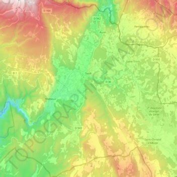 Sault Topographic Map Elevation Terrain