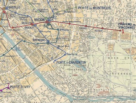 Old Map Of Paris Métro Subway And Landmarks 1934 By Gaillac Monrocq The Unique Maps Co