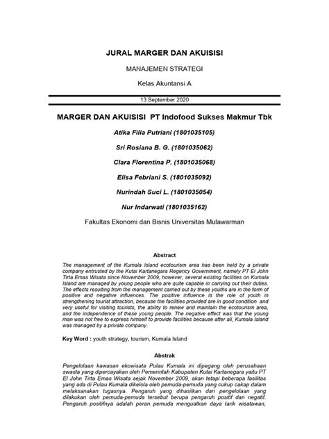 Jural Marger Dan Akuisisi Pdf Pengelolaan Keuangan And Uang Bisnis