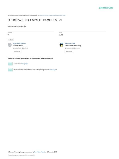 Space Frame Optimisation Pdf Truss Dimension