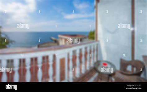 abstract defocused sea view with clear blur sky view from high floor