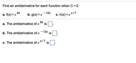 Solved Find An Antiderivative For Each Function When C B Chegg Com