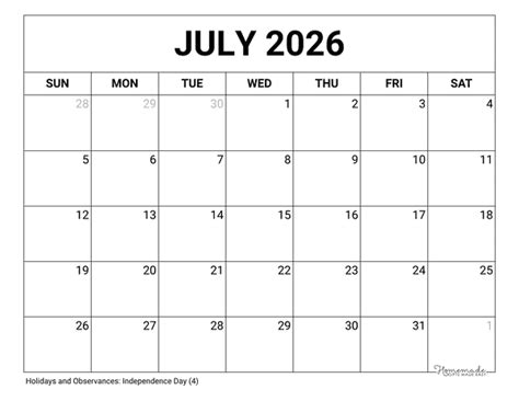 Free Printable 2026 Calendar With Holidays