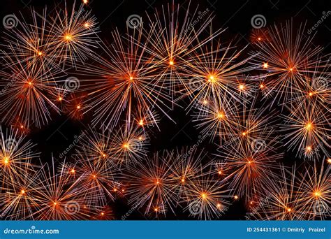 Abstract Background Bright Explosions Fireworks Black Background Stock