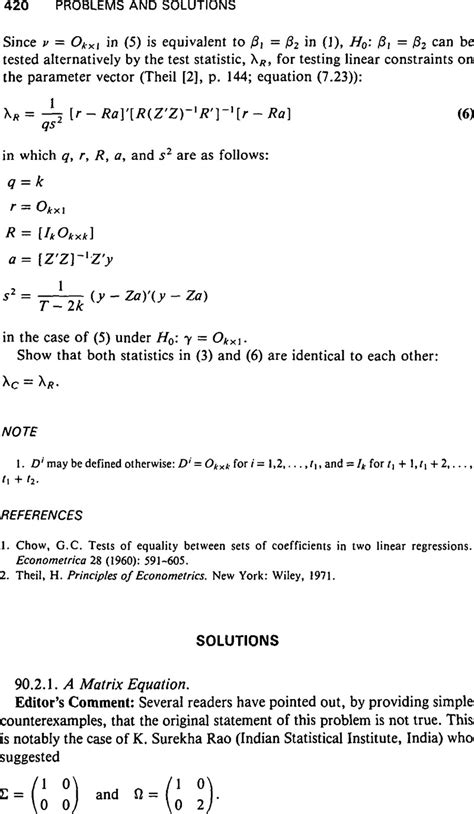 A Matrix Equation Econometric Theory Cambridge Core