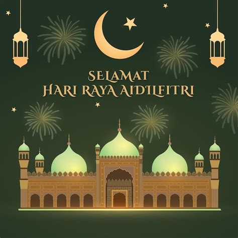 Premium Vector Hari Raya Aidilfitri Greeting Poster