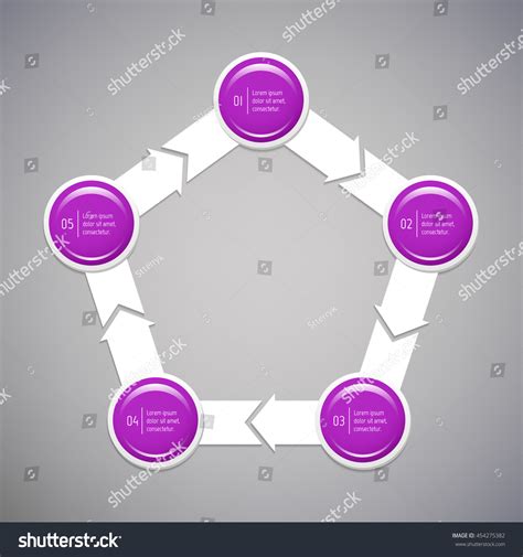 Connected Isolated Pentagonal Infographic Diagram Template Stock Vector