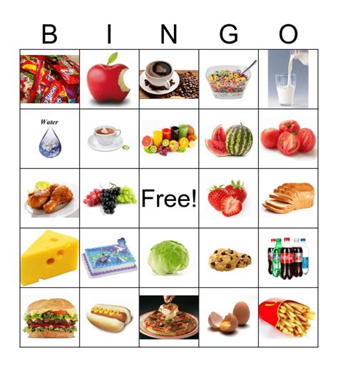 Food Bingo Card
