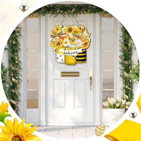 Bee Wood Hanging Door Sign Wall Decoration And Wood Sign