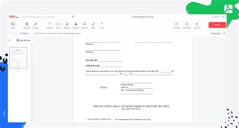 Trustee Resignation Fillable Pdf Form — Pdfliner