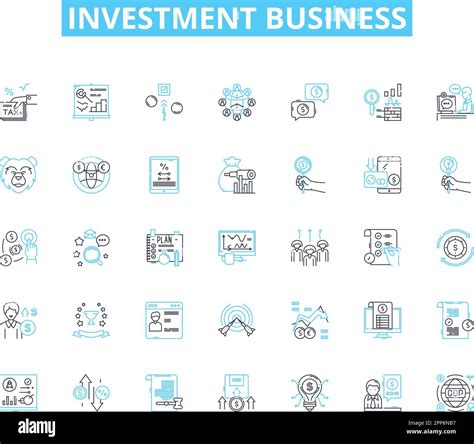 Investment Business Linear Icons Set Portfolio Diversification Stock