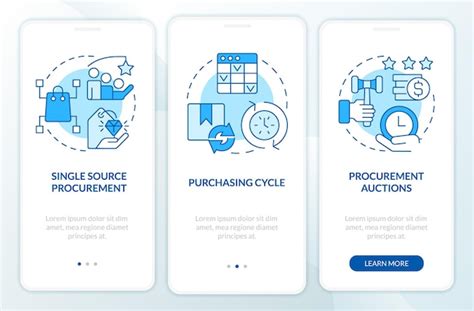 Premium Vector Examples Of Procurement Process Blue Onboarding Mobile