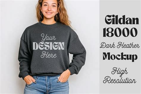 Gildan 18000 Dark Heather Mockup 5 Graphic By Pod Mockup Shop