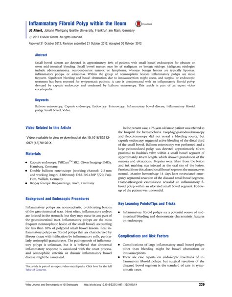 Pdf Inflammatory Fibroid Polyp Within The Ileum