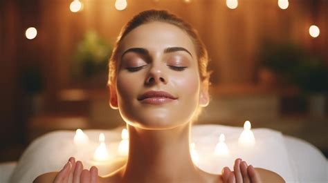 Premium Ai Image Attractive Beautiful Woman Enjoying Face Massage In