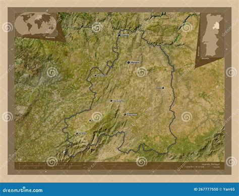 Guarda Portugal Low Res Satellite Labelled Points Of Cities Stock