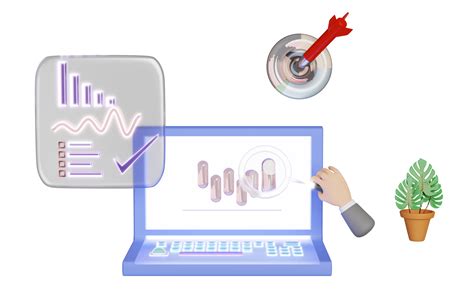 3d Laptop Computer With Crystal Keyboard Charts Graph Analysis