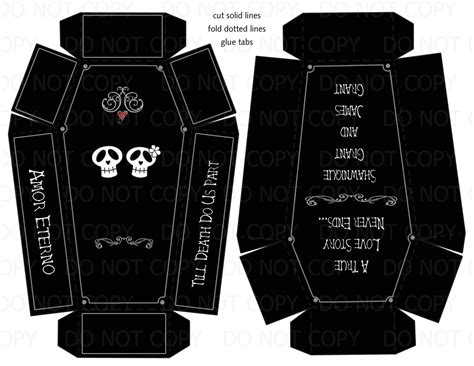 Printable Diy Personalized Coffin Skull Theme Wedding Or Halloween