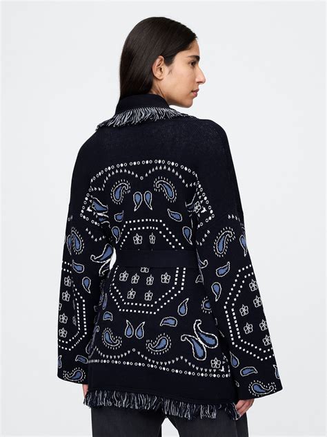 Navy Blue Oversized Fringe Shawl Cardigan Gap
