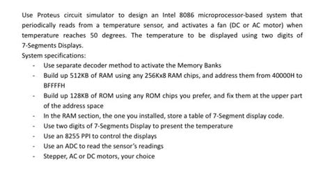Solved Use Proteus Circuit Simulator To Design An Intel 8086