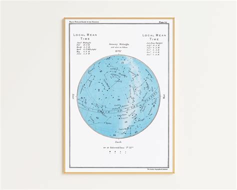 January Star Map Printable Digital Download Night Sky Print Star