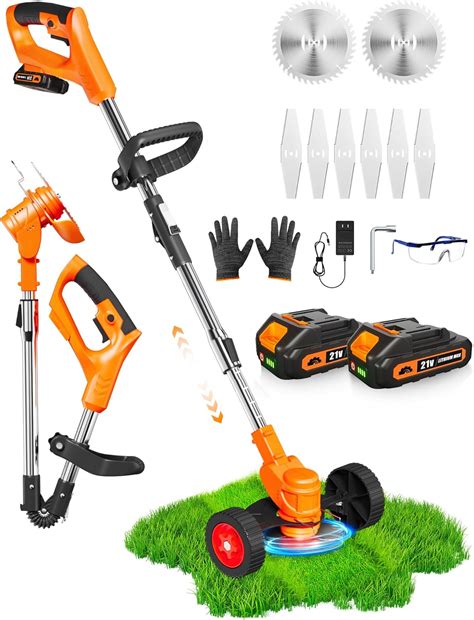 21v Cordless Weed Wacker Lightweight Trimmer With 2 20ah