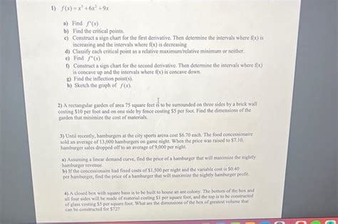 solved 1 f x x3 6x2 9x a find f′ x b find the critical