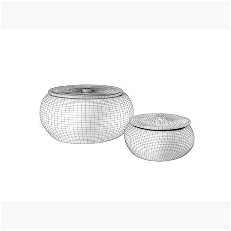 Round Seagrass Basket Set With Lids 3d Model Download Decoration On
