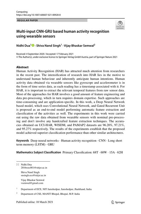 Pdf Multi Input Cnn Gru Based Human Activity Recognition Using