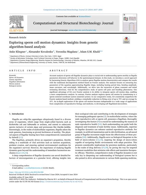 Pdf Exploring Sperm Cell Motion Dynamics Insights From Genetic Algorithm Based Analysis