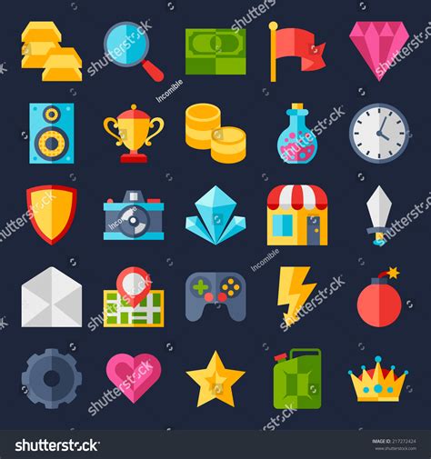 Set Game Icons Flat Design Style Stock Vector Royalty Free 217272424