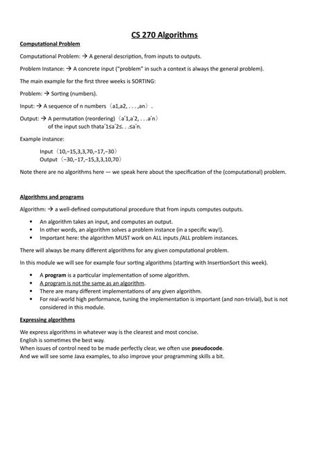 Algorithms Study Guide Cs 270 Algorithms Swansea Thinkswap