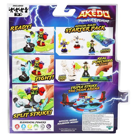 Akedo Powerstorm Starter Pack Legendary Punch Attack 3 Mini Battling Action Figures With