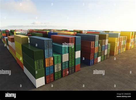 Industrial Container Yard For Logistic Import Export Business In Rows