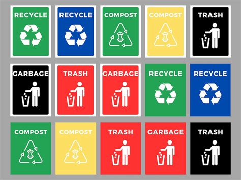 Trash Sign Bundle Garbage Recycling Compost Posters Printable Trash