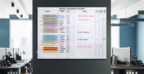 Project Assignment Tracker® Printed Glass Whiteboard System