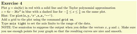 Solved Exercise 4 Plot Ysin6x In Red With A Solid Line
