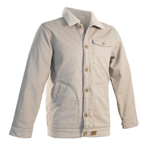 Sterling Mens Sherpa Lined Canvas Jacket Khaki Awerbuchs