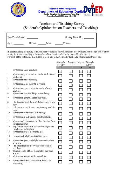 Teachers And Teaching School Survey Republic Of The Philippines
