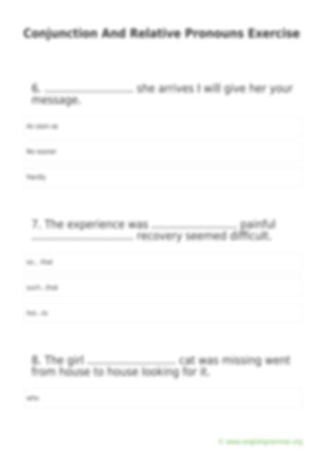 Solution Conjunction And Relative Pronouns Exercise Studypool