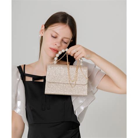 レジャ Leja 2wayパールハンドルグリッターバッグ結婚式 パーティードレス 成人式 20代 30代 40代 （champagne） 靴