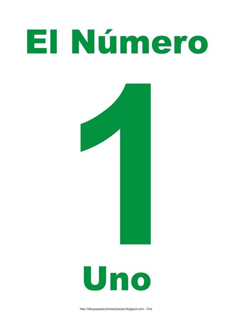 Dibujos Para Colorear Y Trazar Imprimir El Número Uno Color Verde