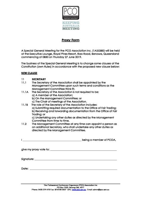 Proxy Form Pdf Pco Association