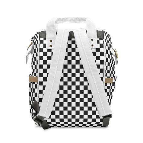 Checkered Diaper Backpack Black White Check Bag For Diapers And Moms T