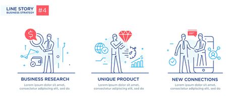 실업가와 삽화 개념의 집합입니다 워크플로 성장 그래픽입니다 사업 개발 이정표입니다 선형 그림 아이콘 인포 그래픽입니다 방문 페이지 사이트 인쇄 포스터 개념에 대한 스톡 벡터