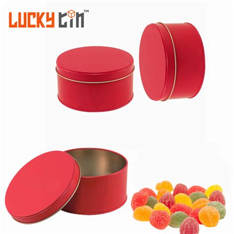 Custom Printing Tinplate Food Packaging Red Small Round Metal Box Candy
