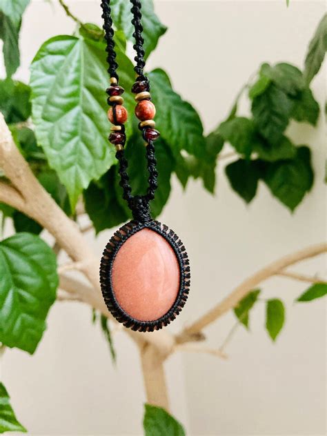 Orange Aventurine Macrame Amulet Aventurine Necklace Aventurine