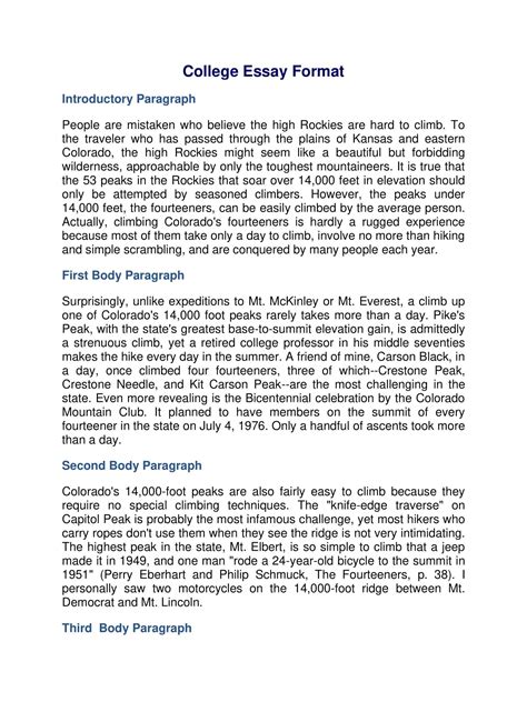 40 Free Printable College Essay Format Templates [pdf] Examples