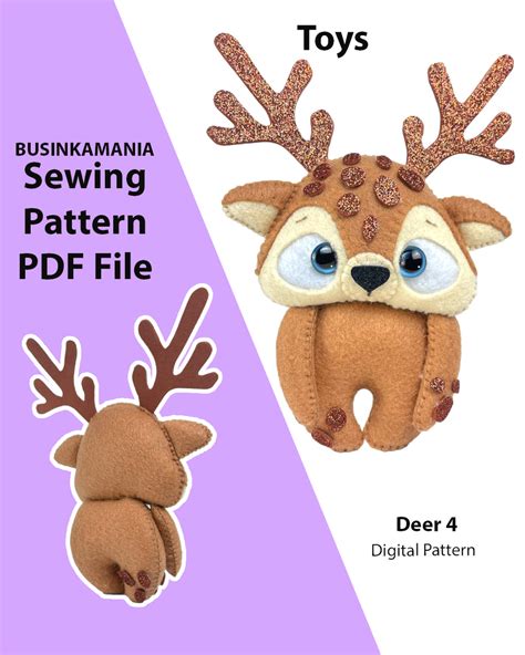 Deer 4 Felt Toy Sewing Pattern Businkamania
